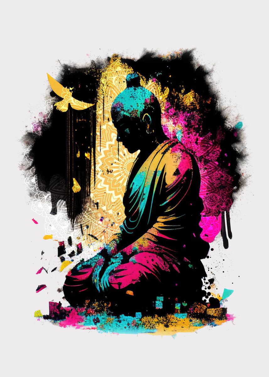 'Urban buddha' Poster, picture, metal print, paint by MCAshe Art | Displate