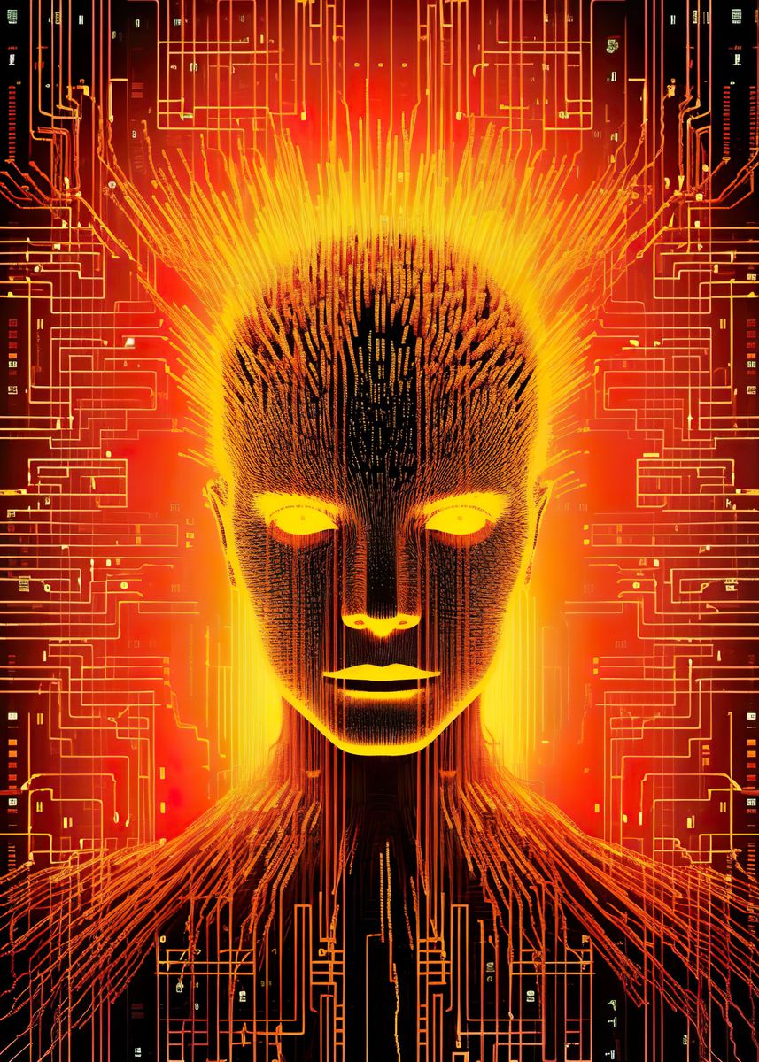 'Cybernetic Face' Poster by TESSERACT ART | Displate