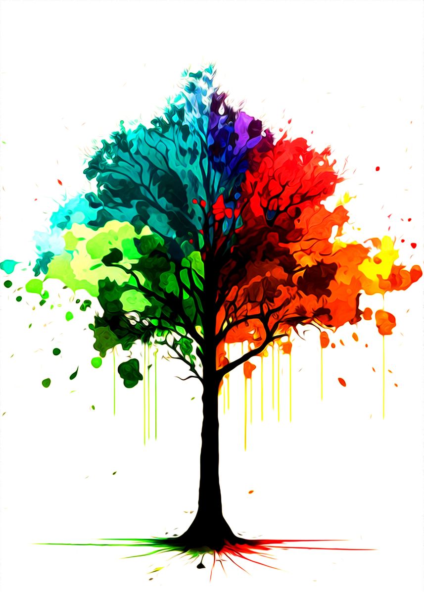 'Colorful Tree' Poster, picture, metal print, paint by set more | Displate