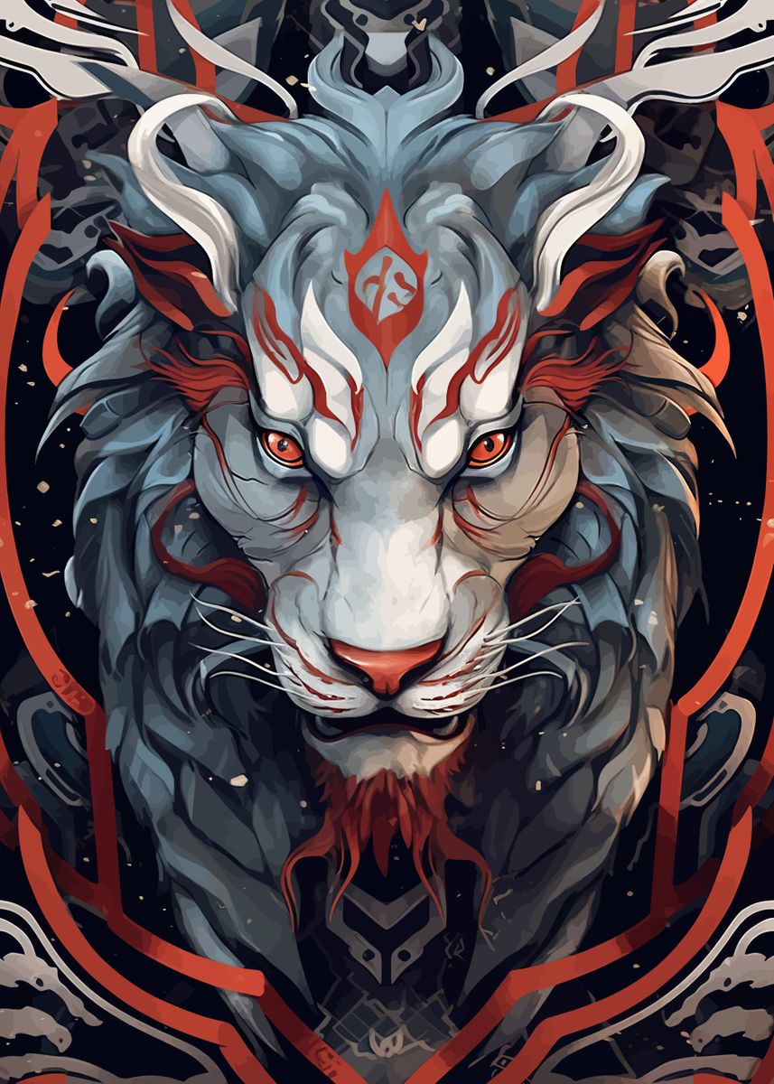 'King Fantasy Lion Abstract' Poster by amelie Again | Displate