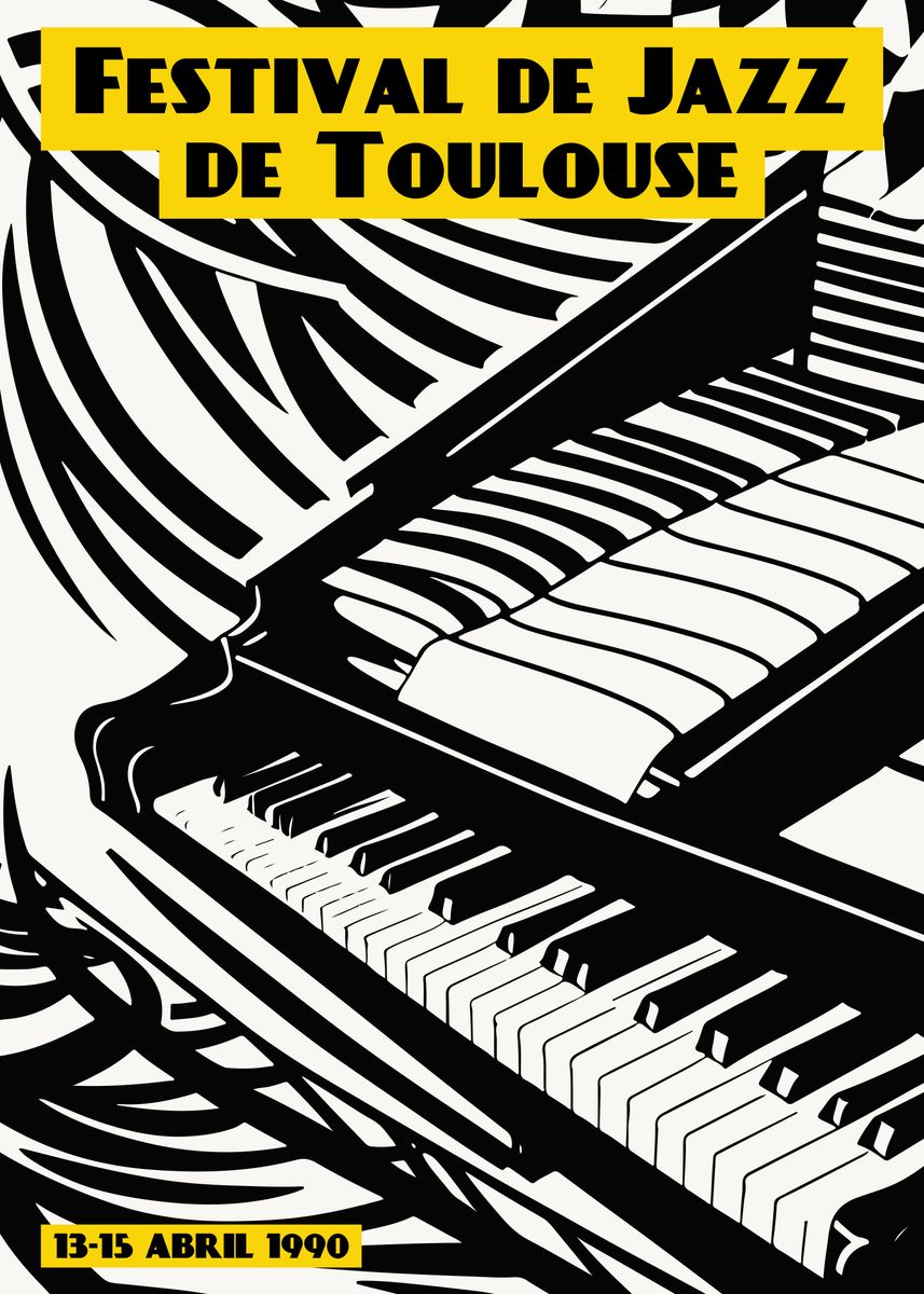 '1990 French Jazz Festival' Poster, picture, metal print, paint by BluePinkPanther | Displate