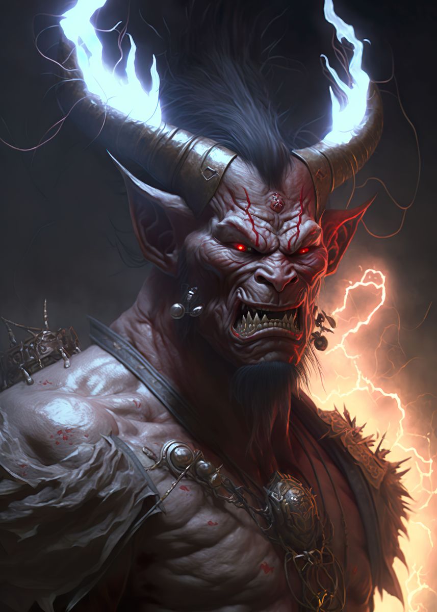'Oni Demon Japan Art' Poster, picture, metal print, paint by Anton Lai ...