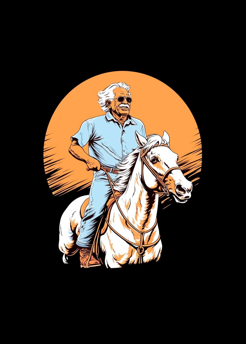 'Horse Rider Grandpa' Poster, picture, metal print, paint by CrownMerch ...
