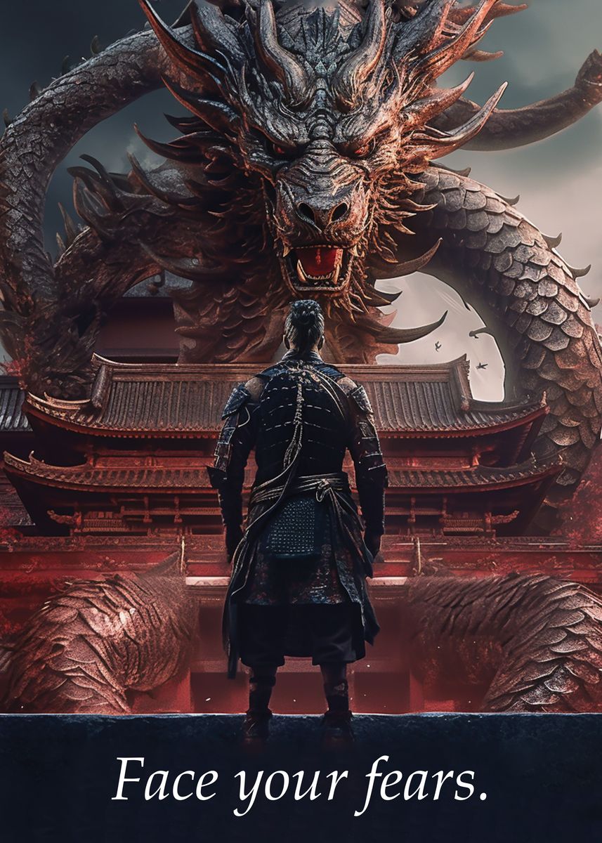 'Face Your Fears Dragon' Poster, picture, metal print, paint by CHAN ...