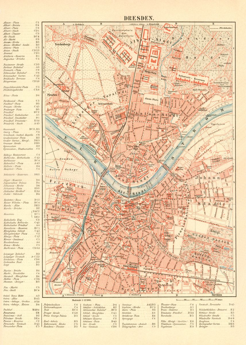'Vintage Map Dresden 19 Jh' Poster, picture, metal print, paint by ...