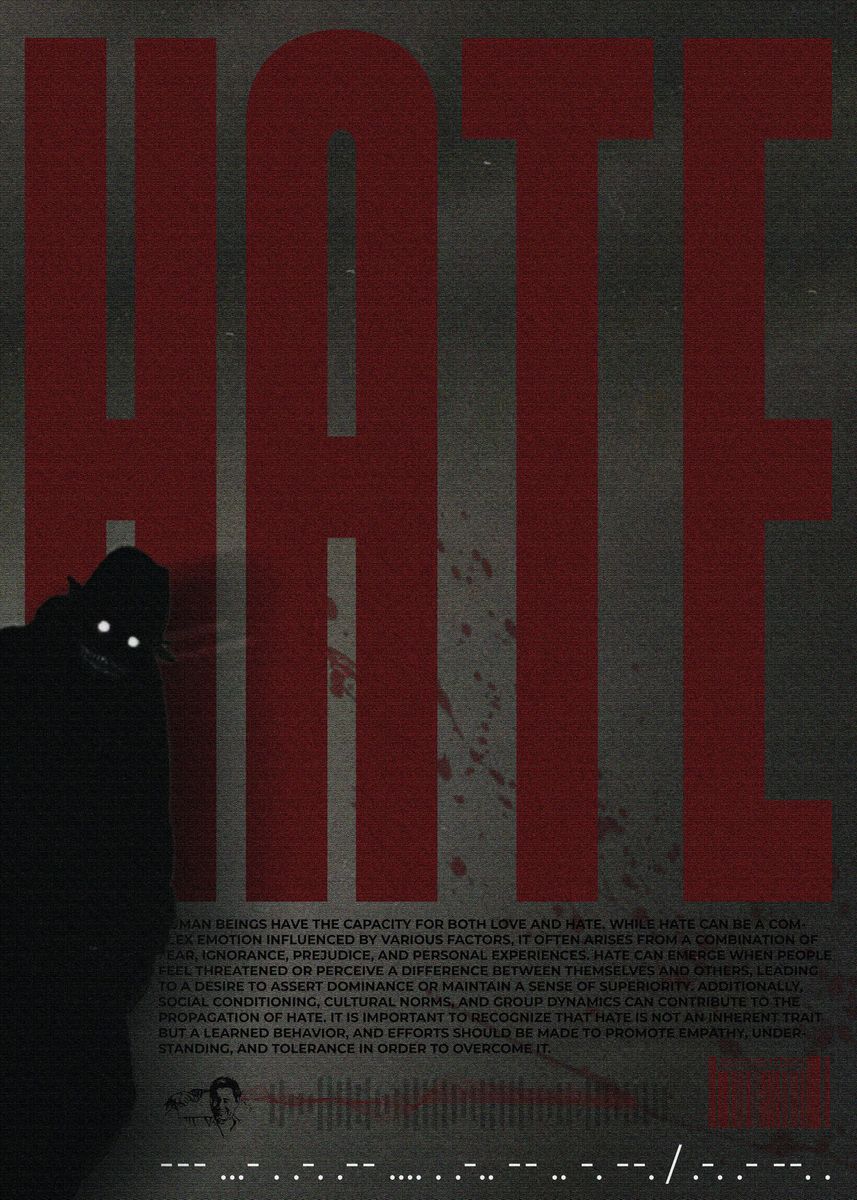 'HATE' Poster, picture, metal print, paint by Simpliffy | Displate