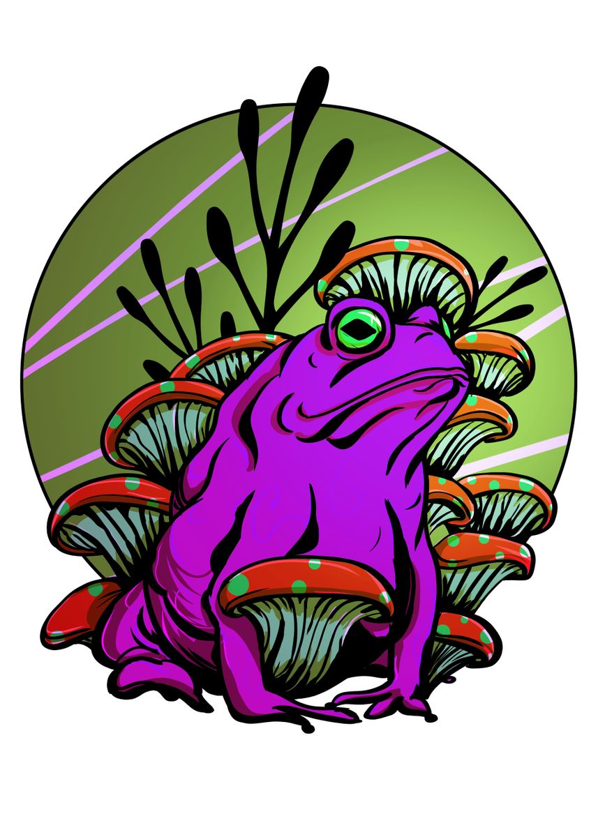 'Psychedelic Trippy Toad' Poster, picture, metal print, paint by Atanas ...