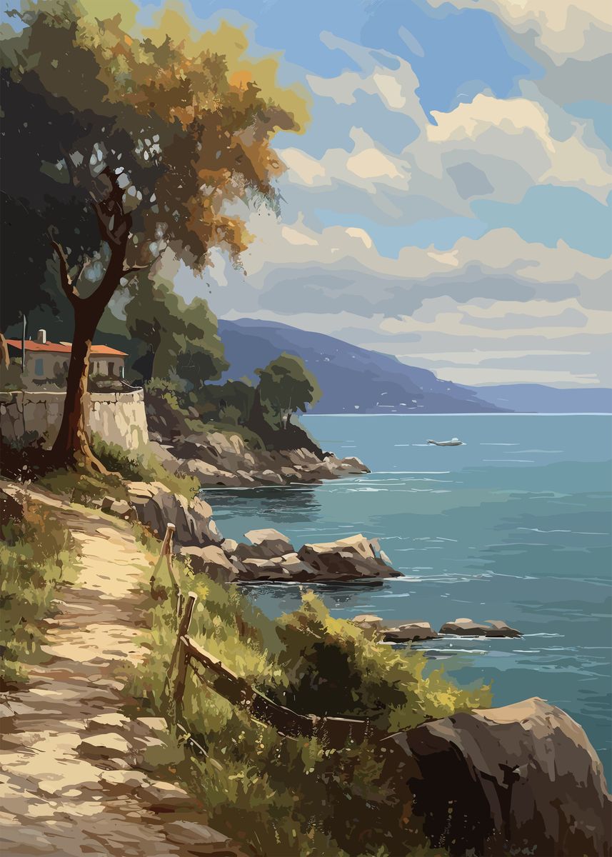 'Tranquil Seaside' Poster, picture, metal print, paint by Cool Worker ...