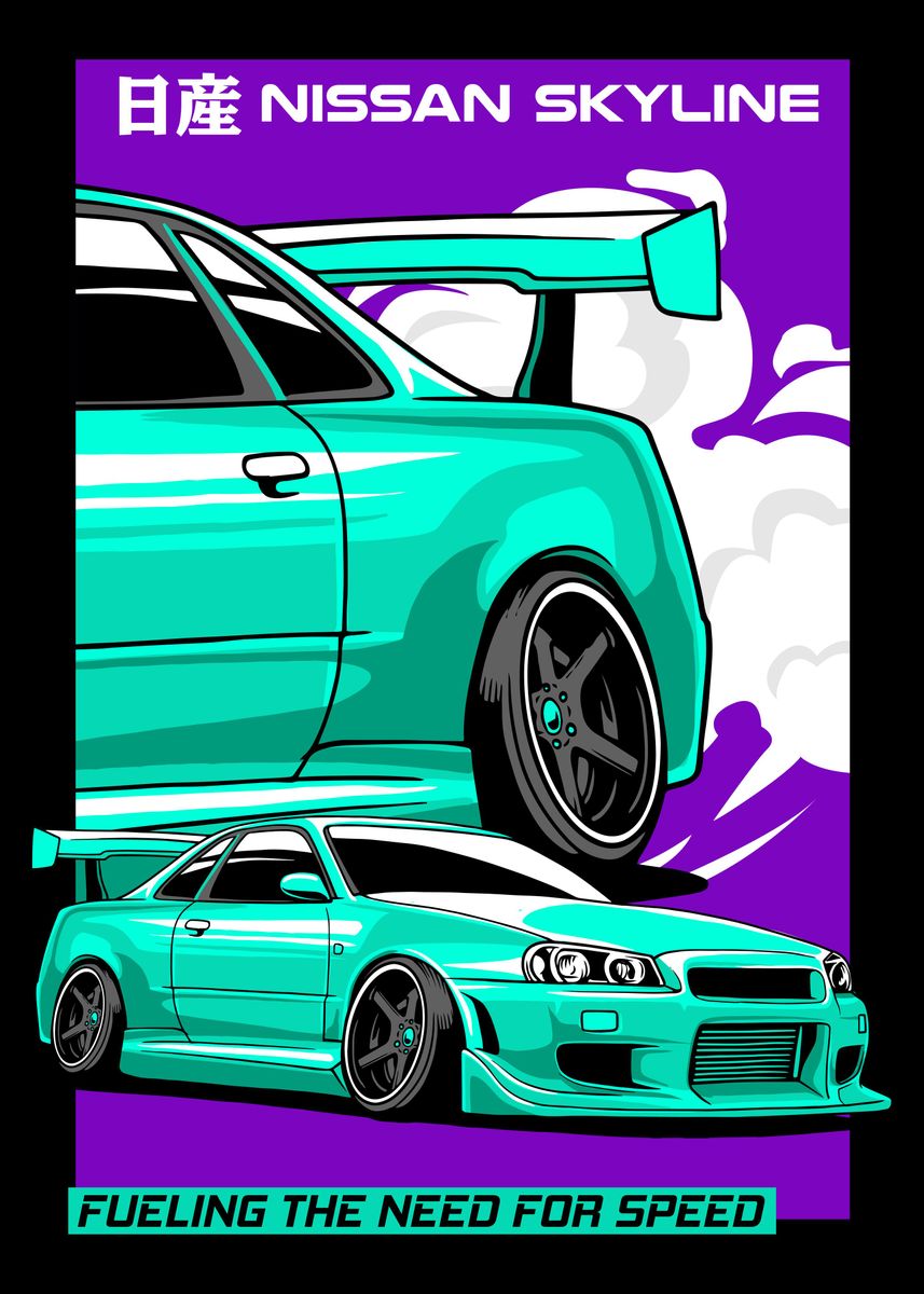 'Nissan Skyline Art' Poster, picture, metal print, paint by Iqbal ...
