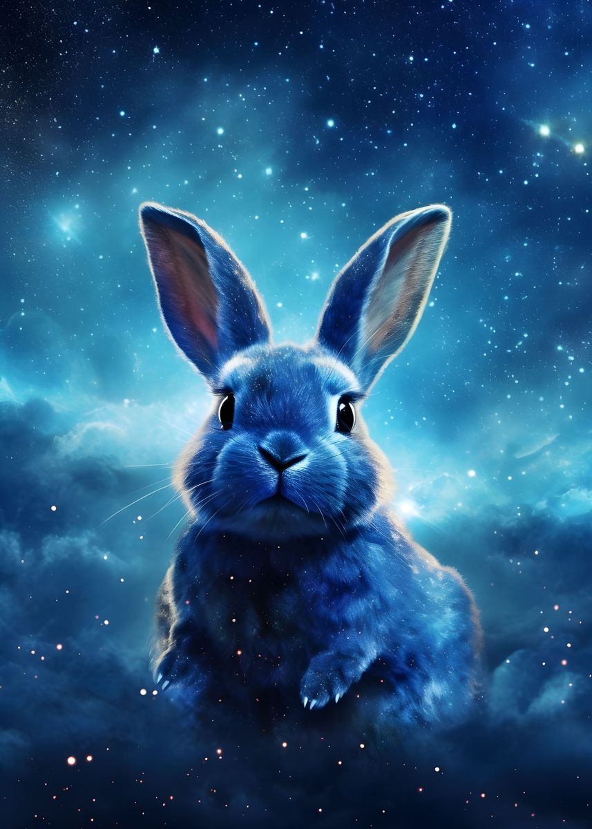 'Cosmic Galaxy Bunny' Poster, picture, metal print, paint by ...