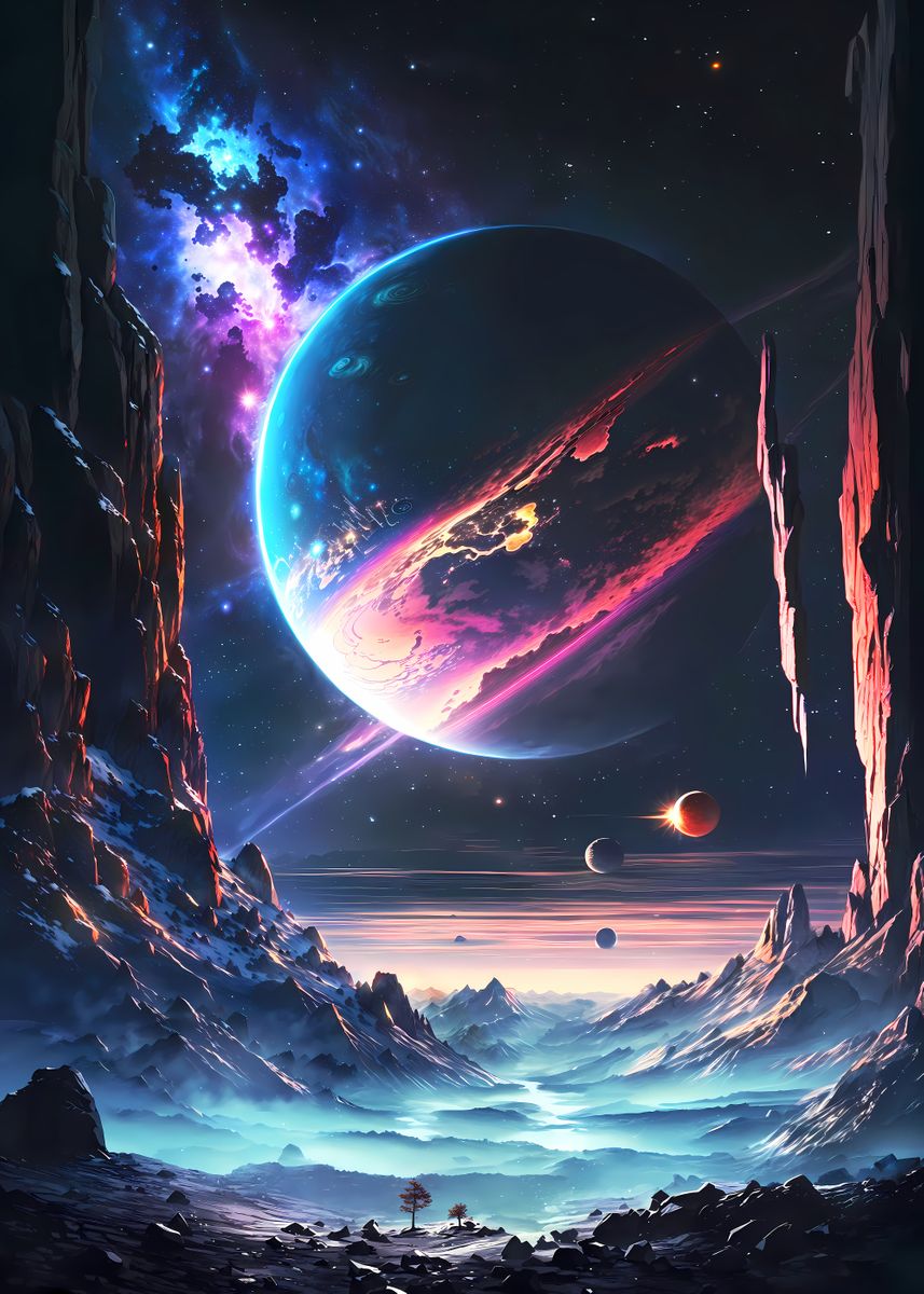 'Space Saturn Valley' Poster, picture, metal print, paint by Luong Phat ...