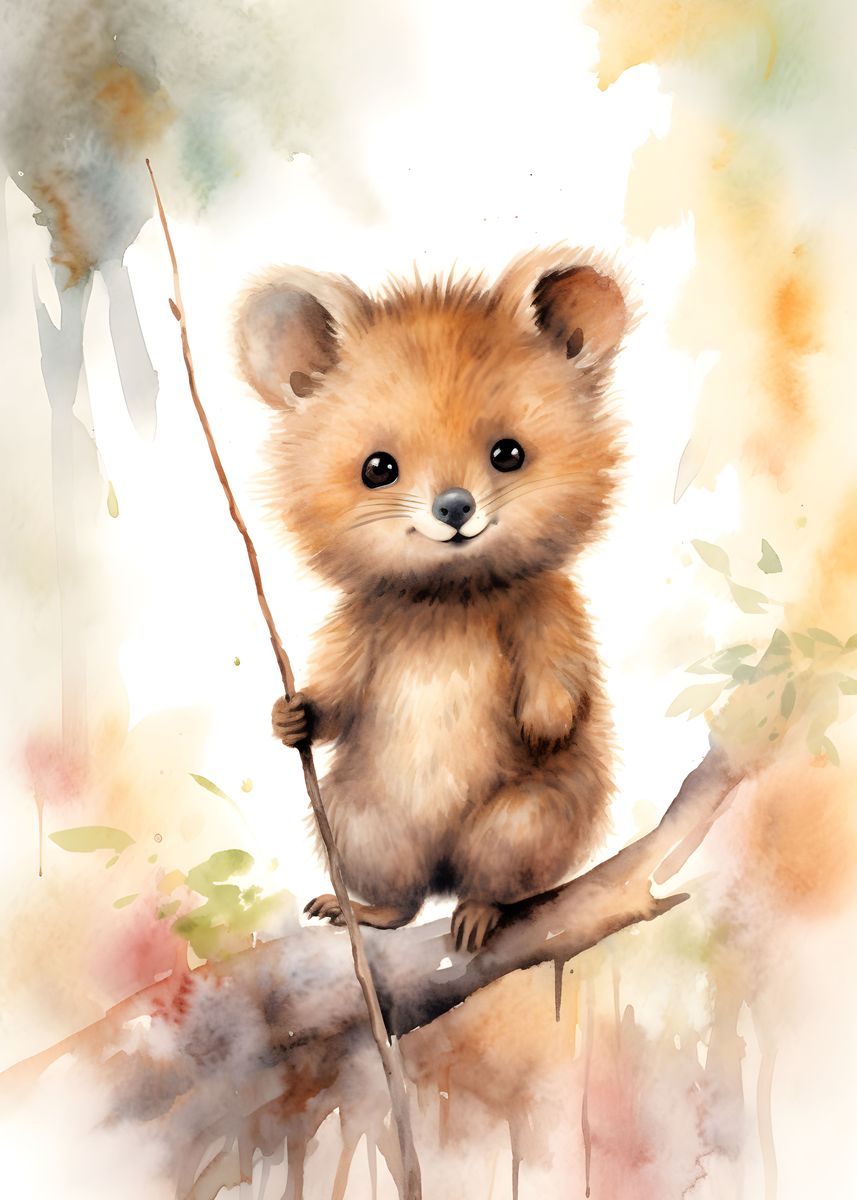 'Quokka Watercolor' Poster by Makadur | Displate