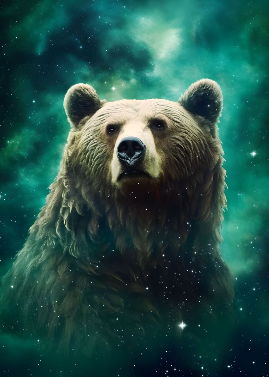 'Cosmic Galaxy Bear' Poster, picture, metal print, paint by uniimagination | Displate