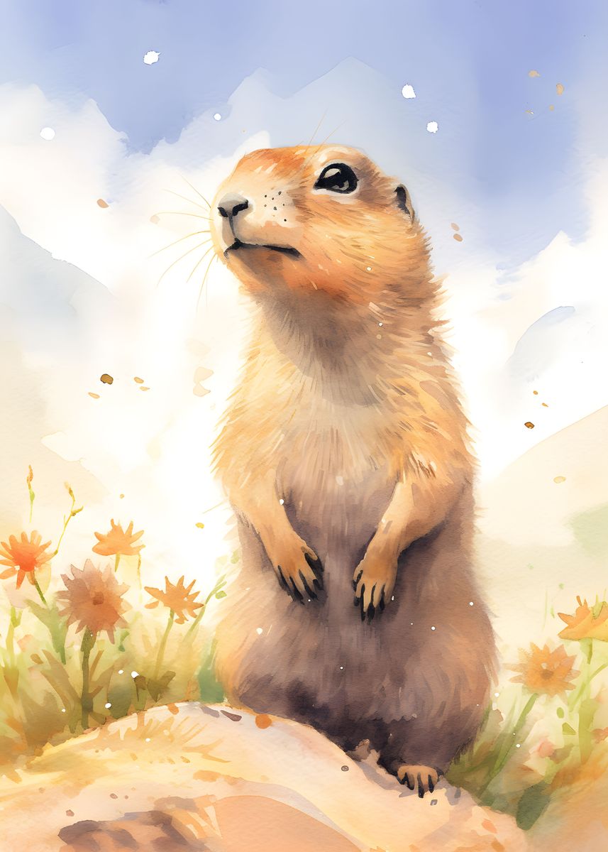 'Prairie Dog Watercolor' Poster, picture, metal print, paint by Makadur ...