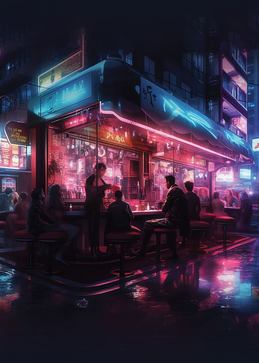 'Neo Tokyo Nightlife City' Poster, picture, metal print, paint by CHAN ...