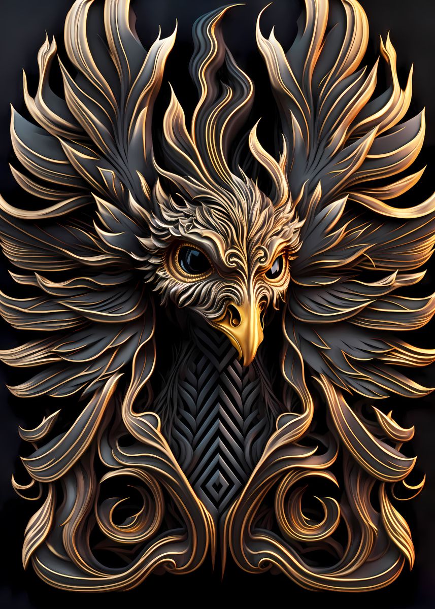 'Golden Queen Phoenix' Poster, picture, metal print, paint by Luong ...