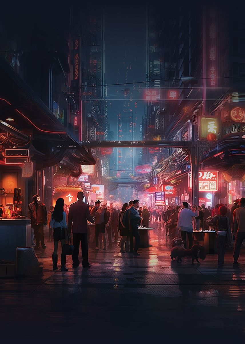 'Neo Tokyo Nightlife City' Poster, picture, metal print, paint by CHAN ...