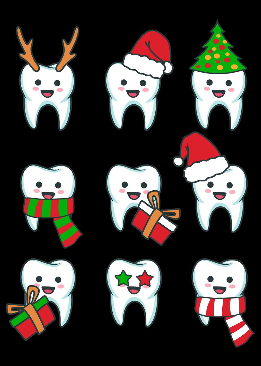 'Christmas Tooth Teeth' Poster, picture, metal print, paint by Hexor ...