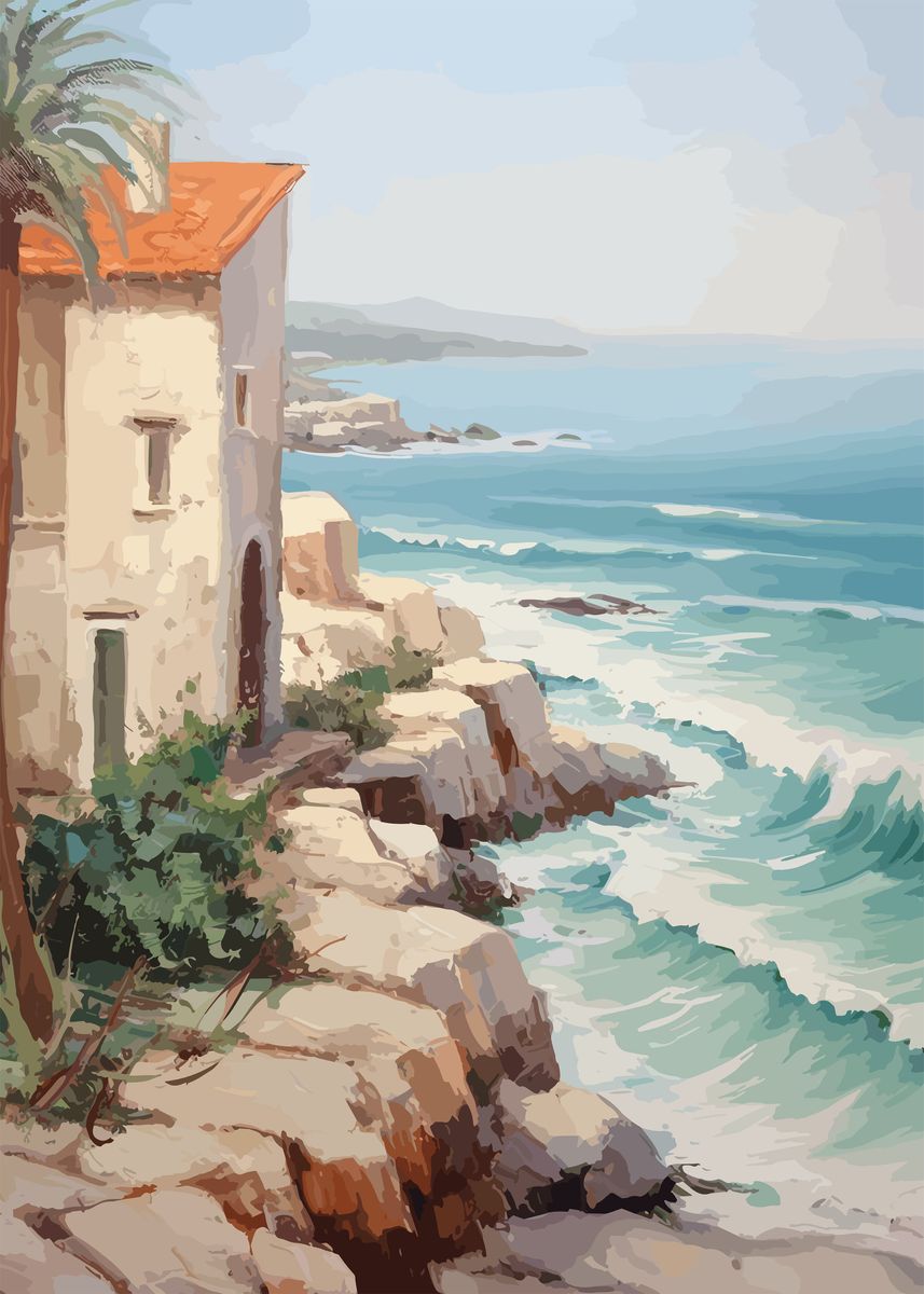 'Ocean Landscape' Poster, picture, metal print, paint by Cool Worker ...