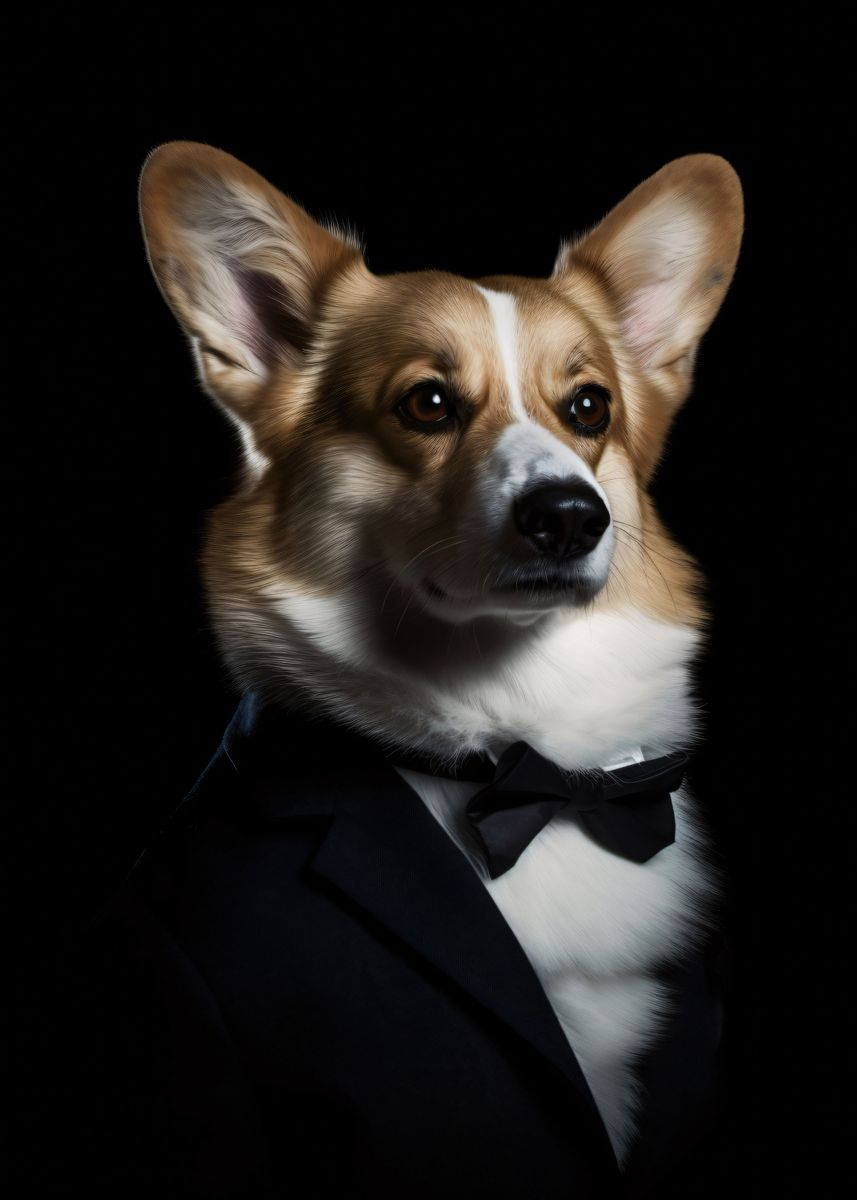 'Business Corgi' Poster, picture, metal print, paint by Conceptual Photography | Displate