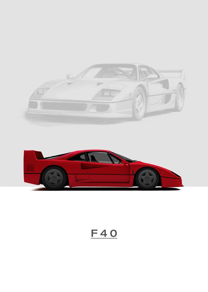'1987 Ferrari F40 Red' Poster, picture, metal print, paint by 21 MXM ...