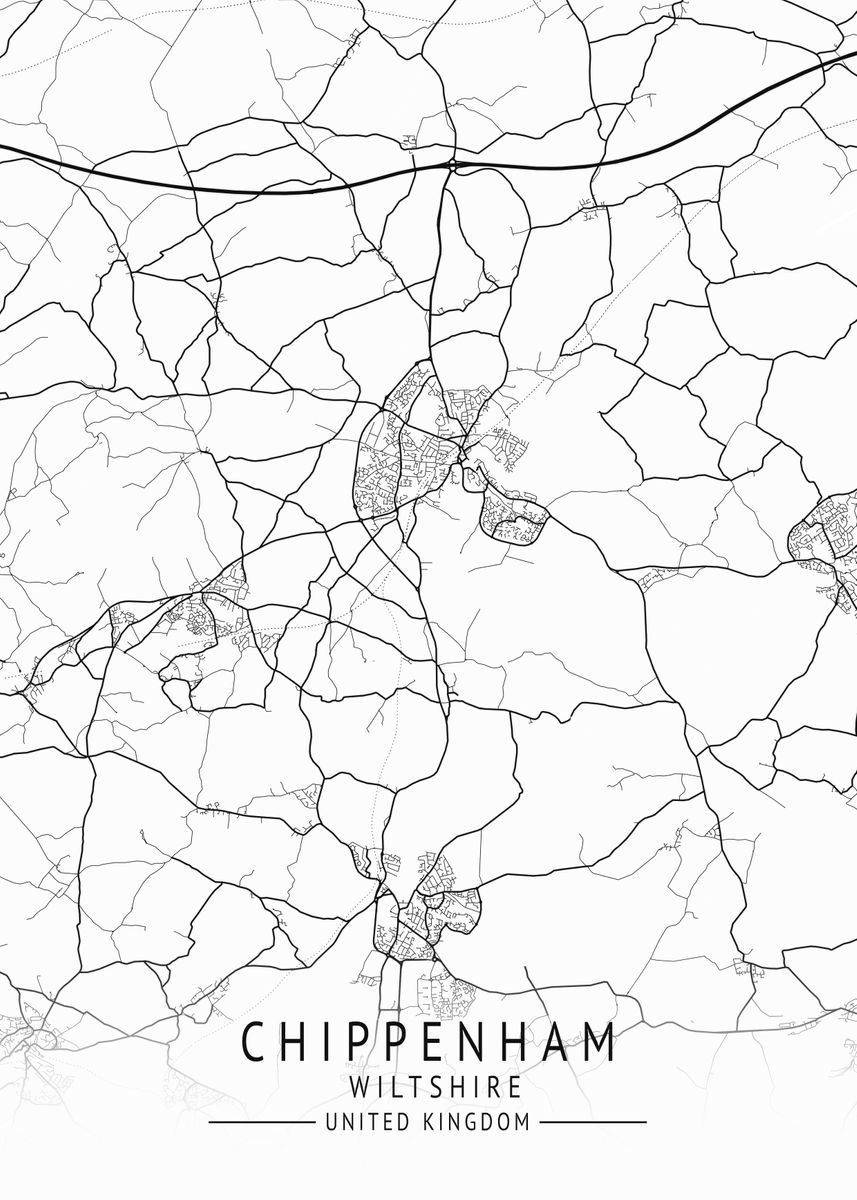 'Chippenham UK City Map' Poster, picture, metal print, paint by Gigi ...