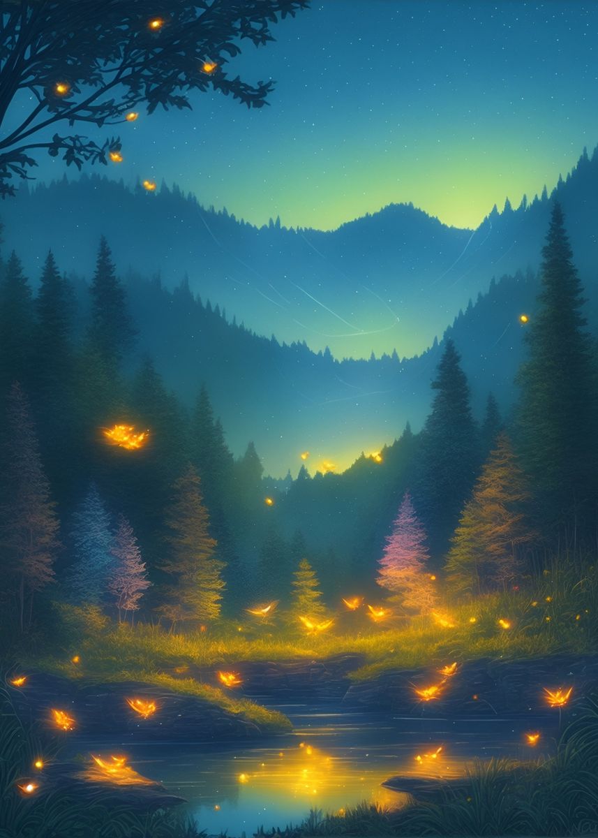 'Magical forest' Poster, picture, metal print, paint by Below Horizon ...