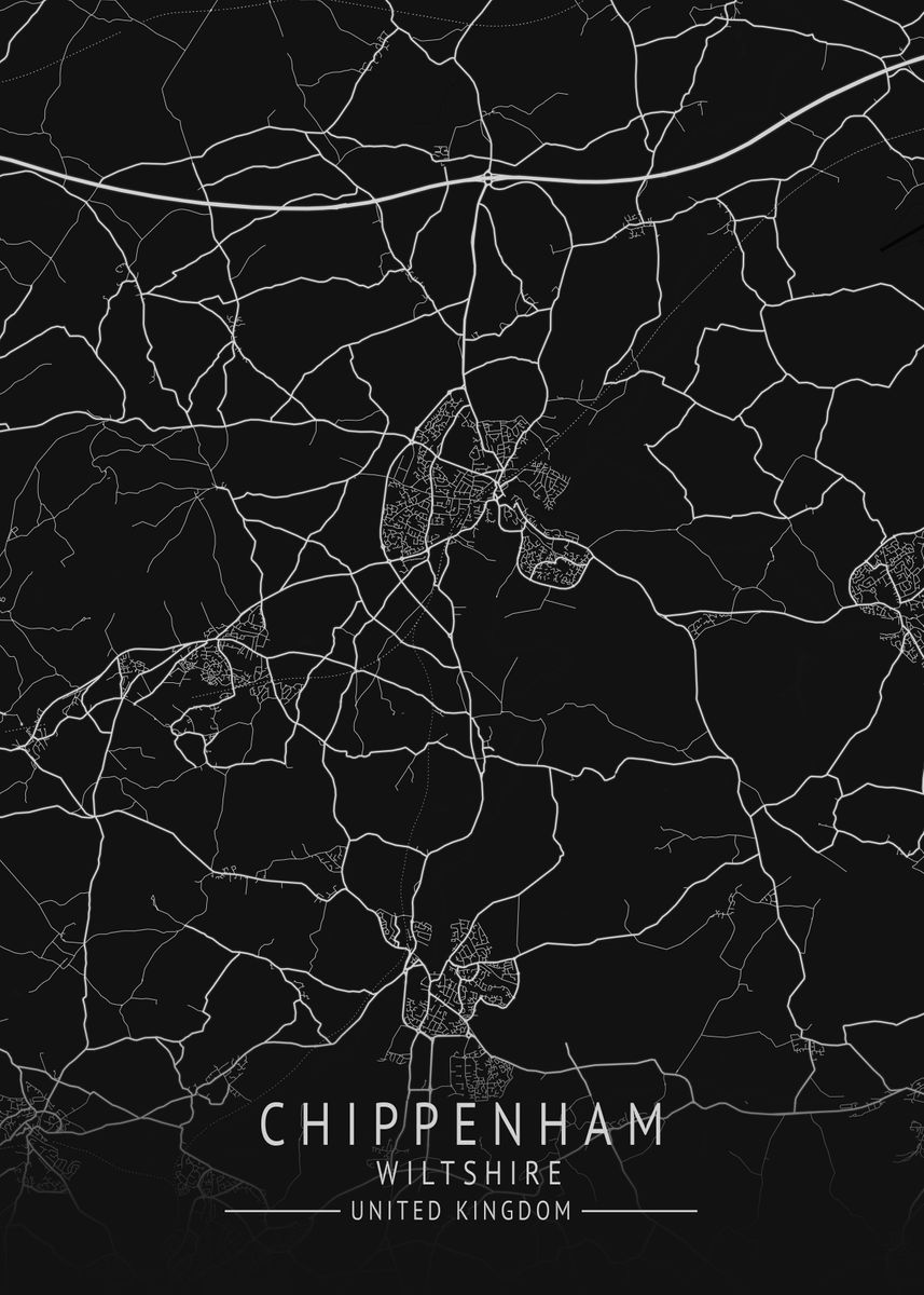 'Chippenham UK City Map' Poster, picture, metal print, paint by Gigi ...