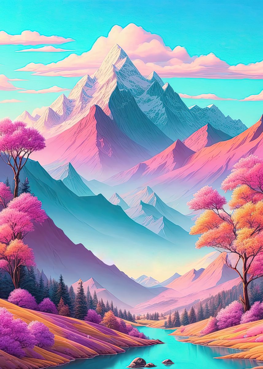 'candycore Landscape' Poster by Juka Arts | Displate