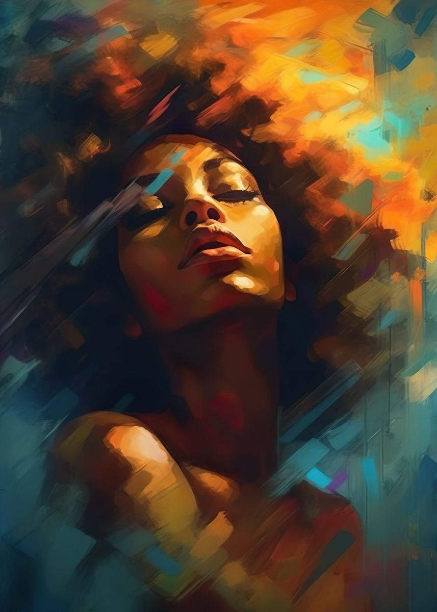 'Abstract Afro Woman Face' Poster, picture, metal print, paint by ...