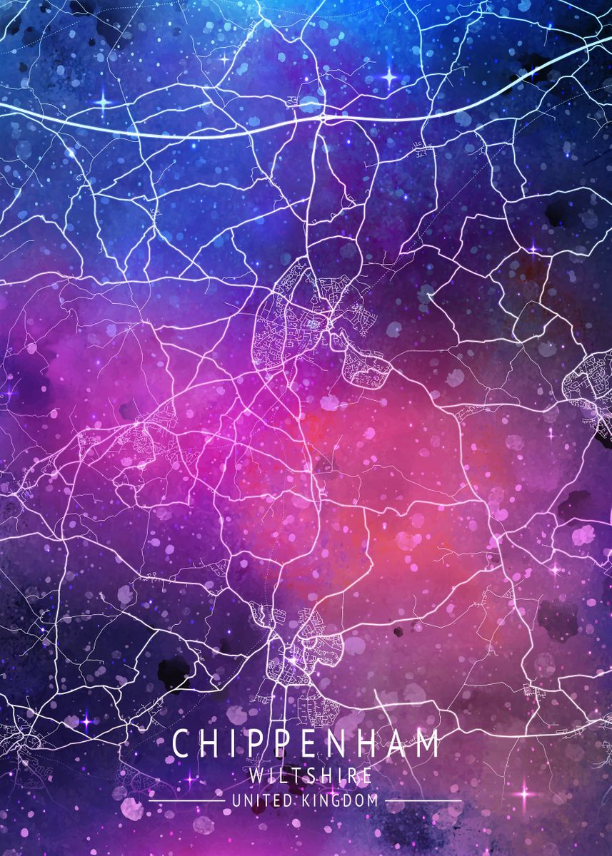 'Chippenham UK City Map' Poster, picture, metal print, paint by Gigi ...