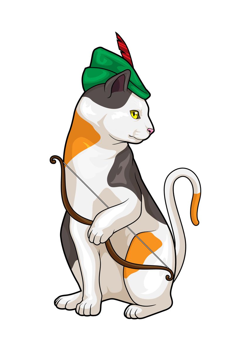 'Cat Archer Bow' Poster, picture, metal print, paint by Markus Schnabel ...