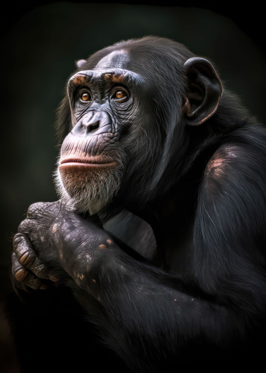 'Expressive chimpanzee' Poster, picture, metal print, paint by Zooscape ...