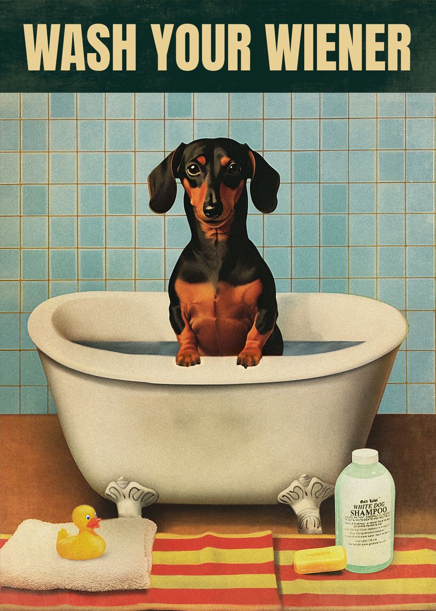 'Wash Your Wiener Sign' Poster, picture, metal print, paint by NxT ...