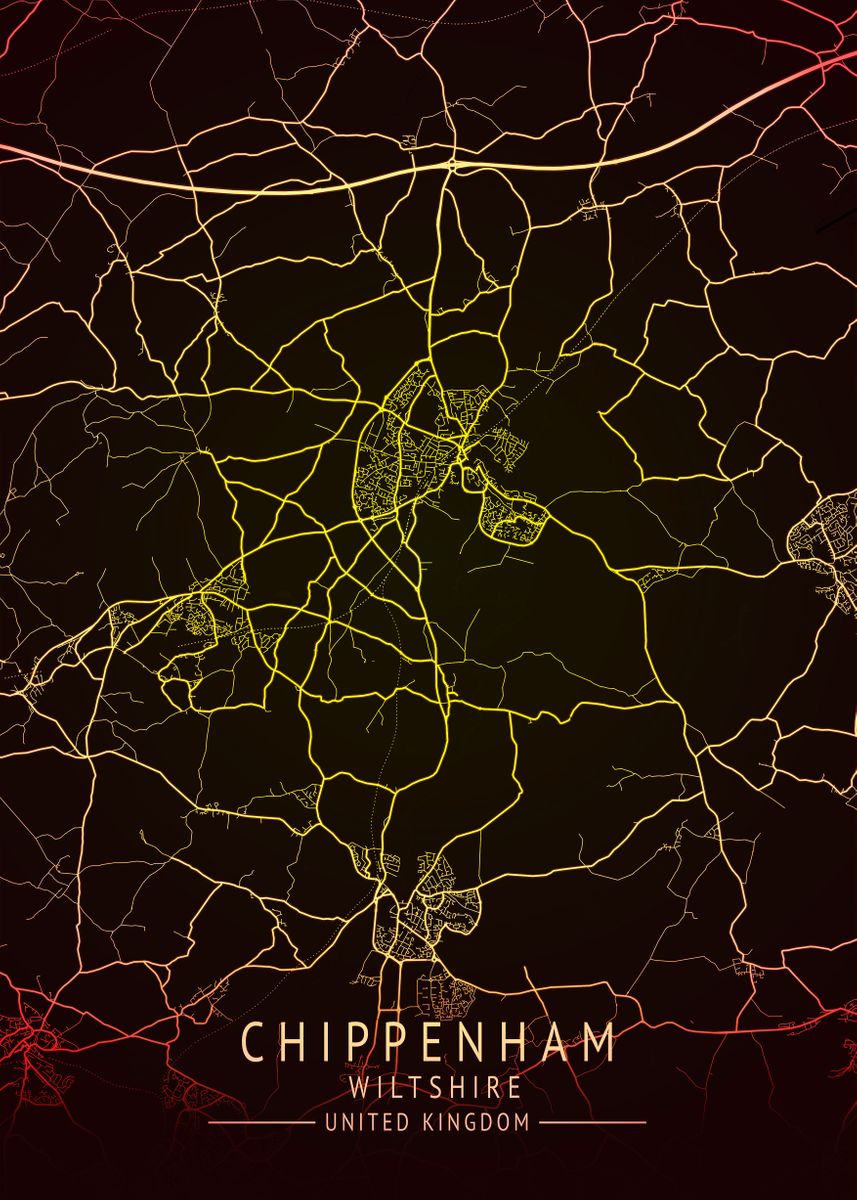 'Chippenham UK City Map' Poster, picture, metal print, paint by Gigi ...