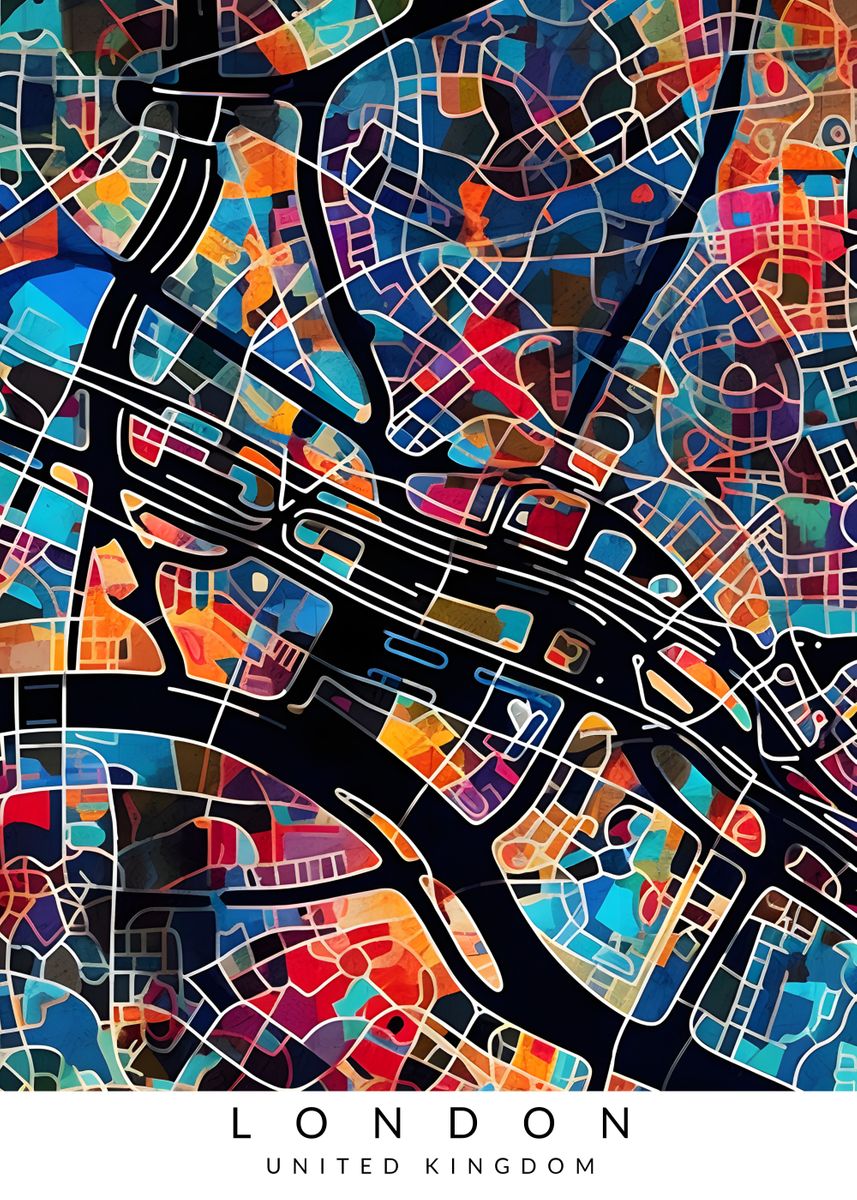 'Abstract London map' Poster, picture, metal print, paint by LUNOME ...