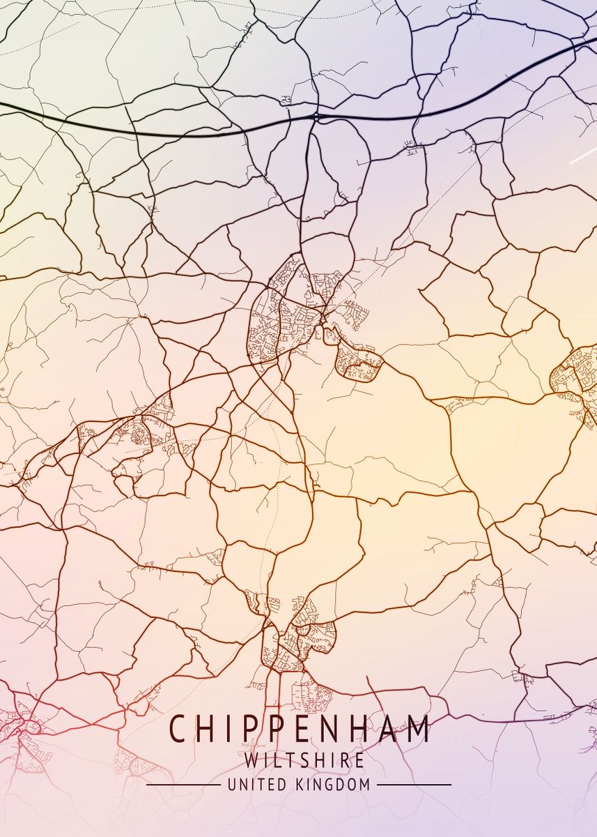 'Chippenham UK City Map' Poster, picture, metal print, paint by Gigi ...