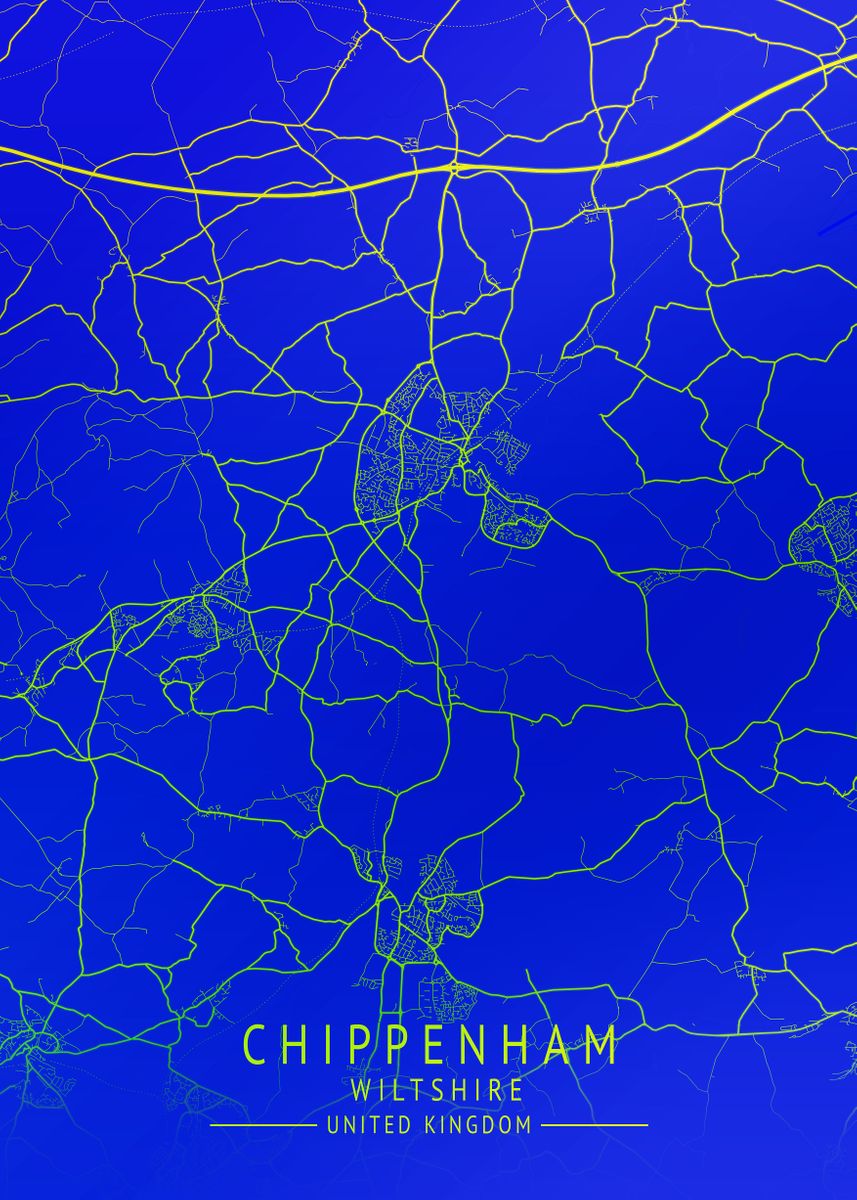 'Chippenham UK City Map' Poster, picture, metal print, paint by Gigi ...