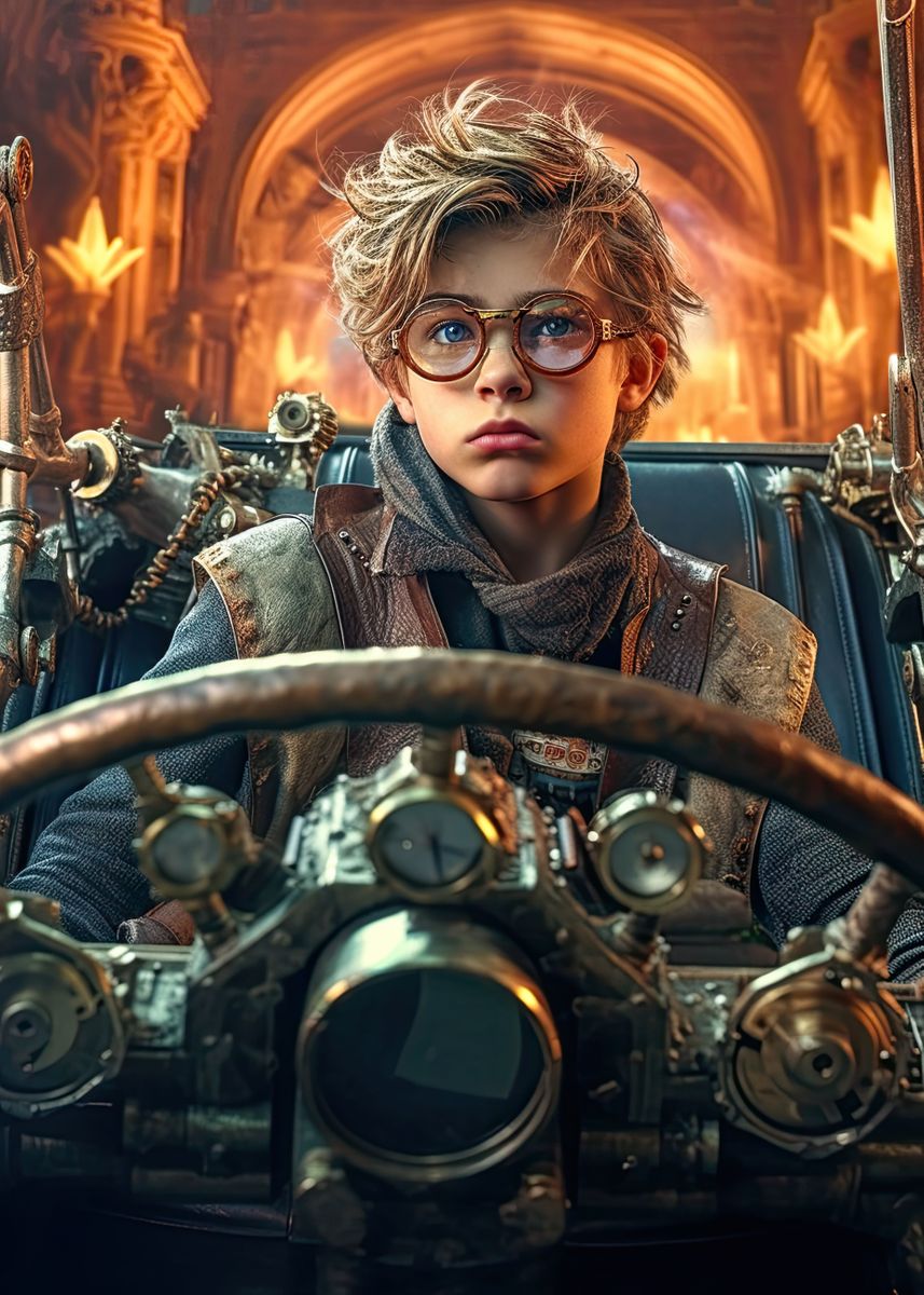 'Steampunk driver Joel' Poster, picture, metal print, paint by NAMA ...