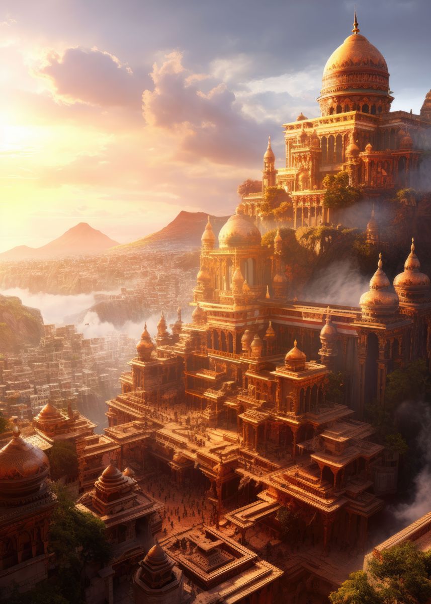 'Mystical Temple' Poster, picture, metal print, paint by JON HUGHES ...