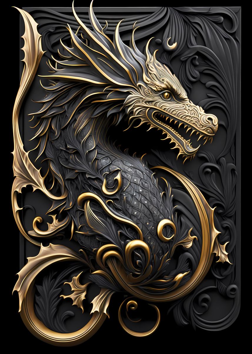 'Dragon Monarch Art Deco' Poster, picture, metal print, paint by Luong ...