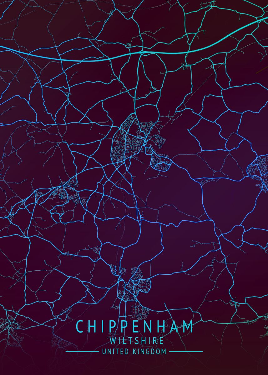 'Chippenham UK City Map' Poster, picture, metal print, paint by Gigi ...