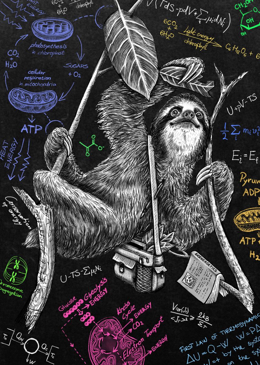 'Sloth in Bioenergetics B' Poster, picture, metal print, paint by Hris ...