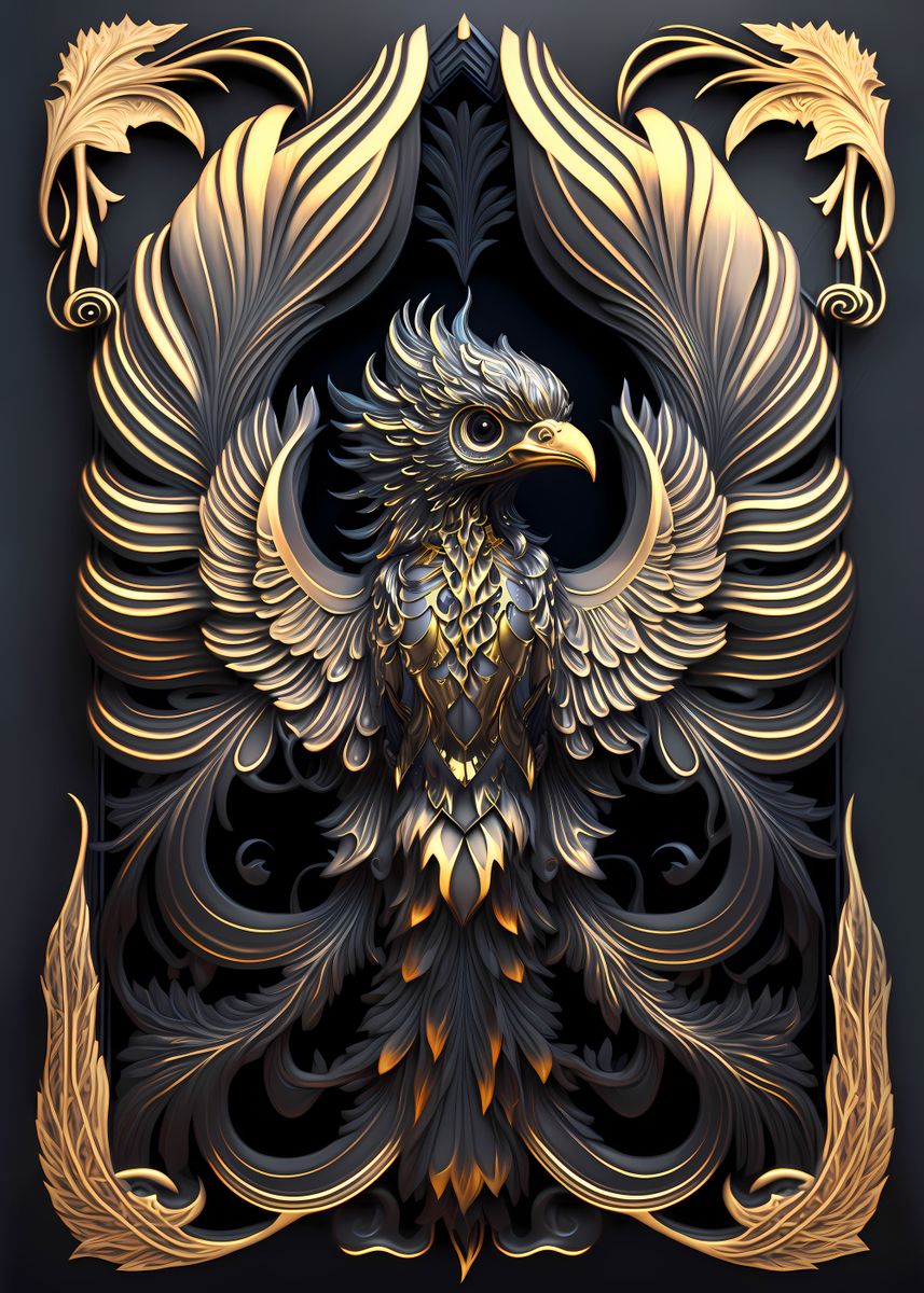 'Queen Golden Phoenix' Poster, picture, metal print, paint by Luong ...