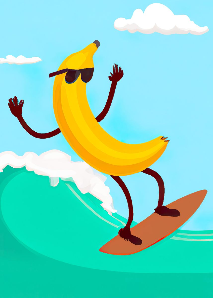 'Surfing Bananna' Poster by maxdesign | Displate