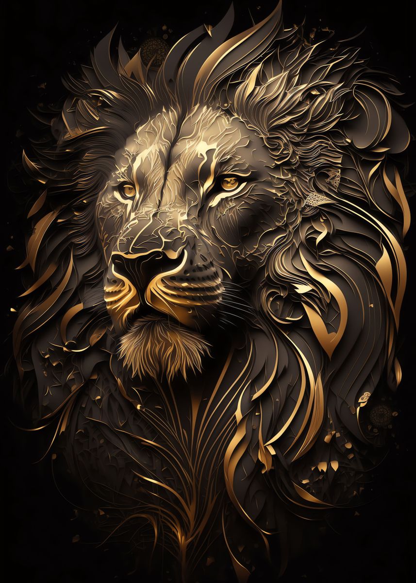 'Black and Gold Lions' Poster, picture, metal print, paint by XmeShop ...