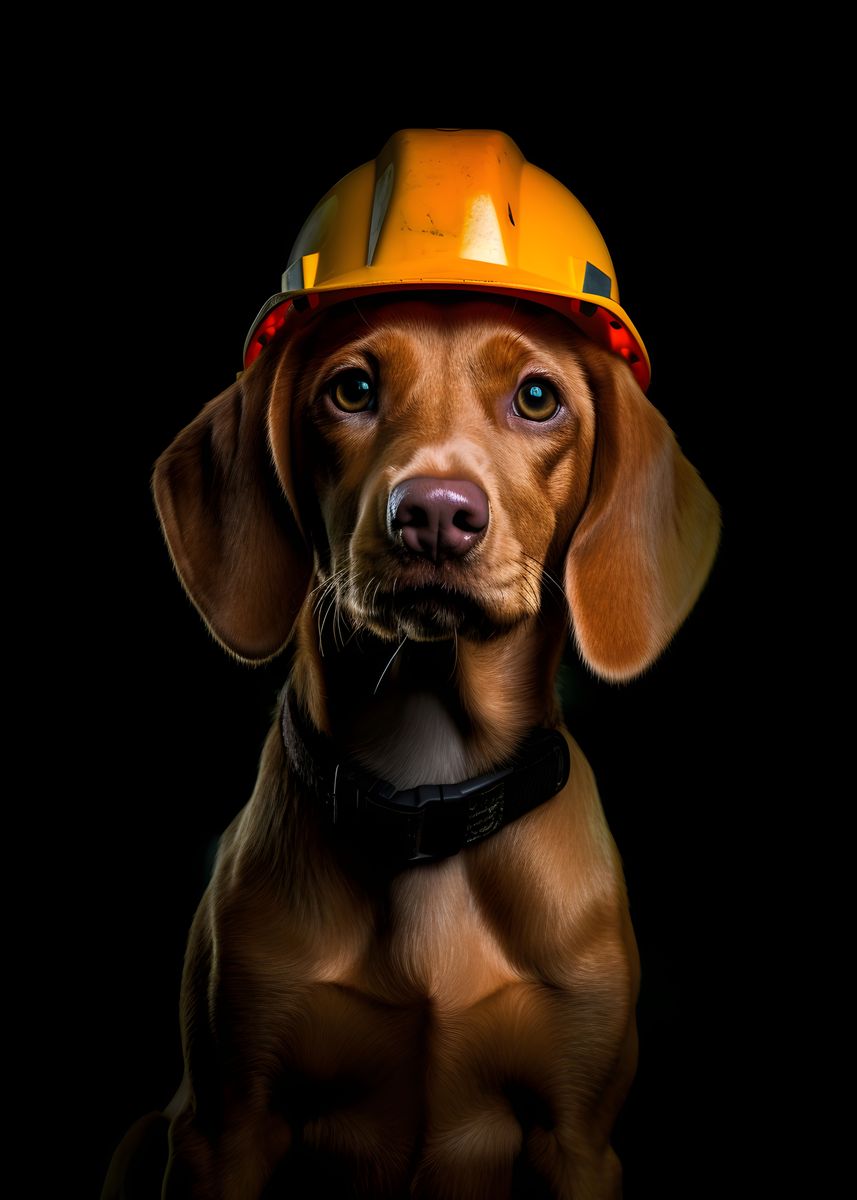 'Builder Dog' Poster, picture, metal print, paint by Makadur | Displate