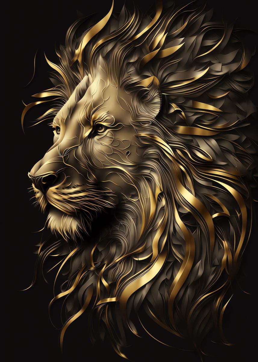 'Black and Gold Lions' Poster, picture, metal print, paint by XmeShop ...