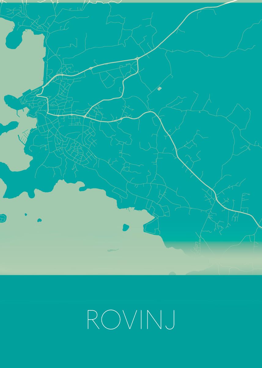 'Rovinj Croatia green map' Poster, picture, metal print, paint by Vardi ...