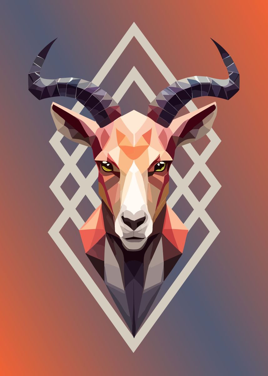 'Low poly beauty goat' Poster, picture, metal print, paint by Ramz ...